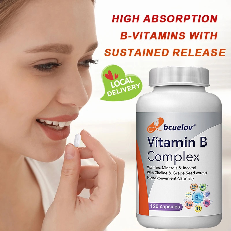 B Complex Capsules B12 B1 B2 B3 B5 B6 Nervous System Health and Energy ...