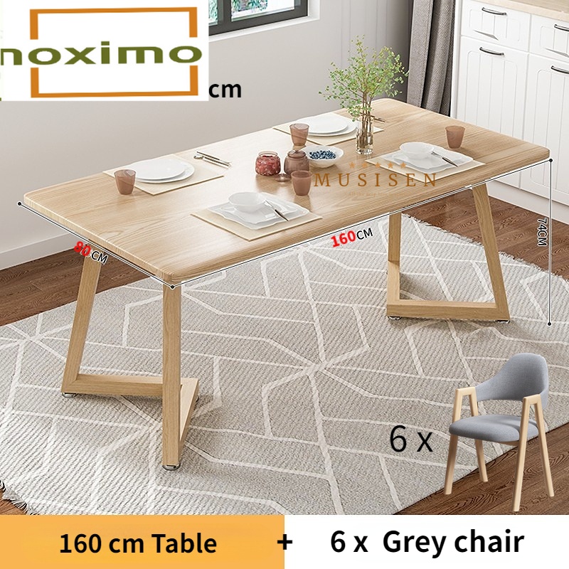 Dining Table Meja Makan Solid Dining Set 1+4 / 1+6 /Dining Table Set ...