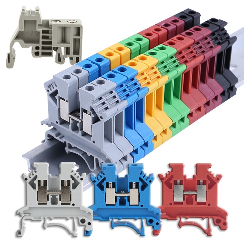 5Pcs Din Rail Terminal Block UK-2.5B Wire Electrical Conductor ...