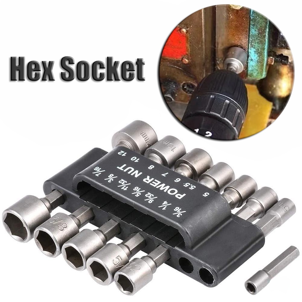 New 14Pcs 5-12mm Power Nut Driver Drill Bit Set Hexagonal Shank Hex Nut ...