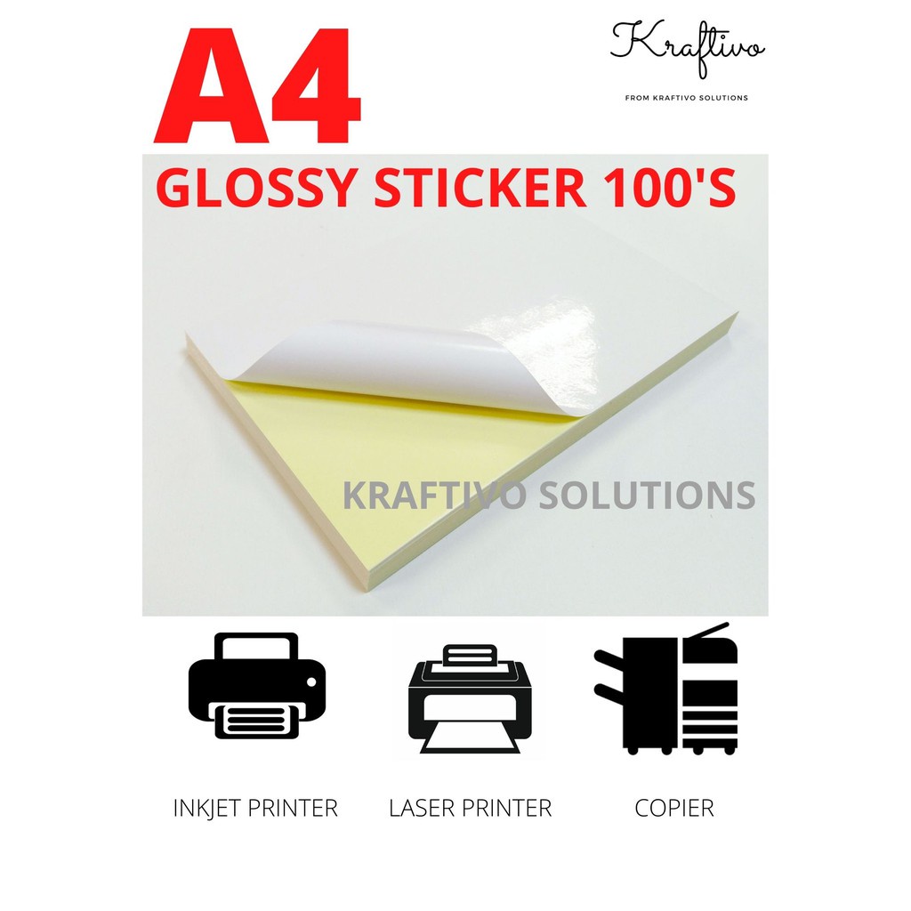 [ READY STOCK ] A4 GLOSSY / MIRRORKOTE STICKER 100 SHEETS ( PREMIUM ...