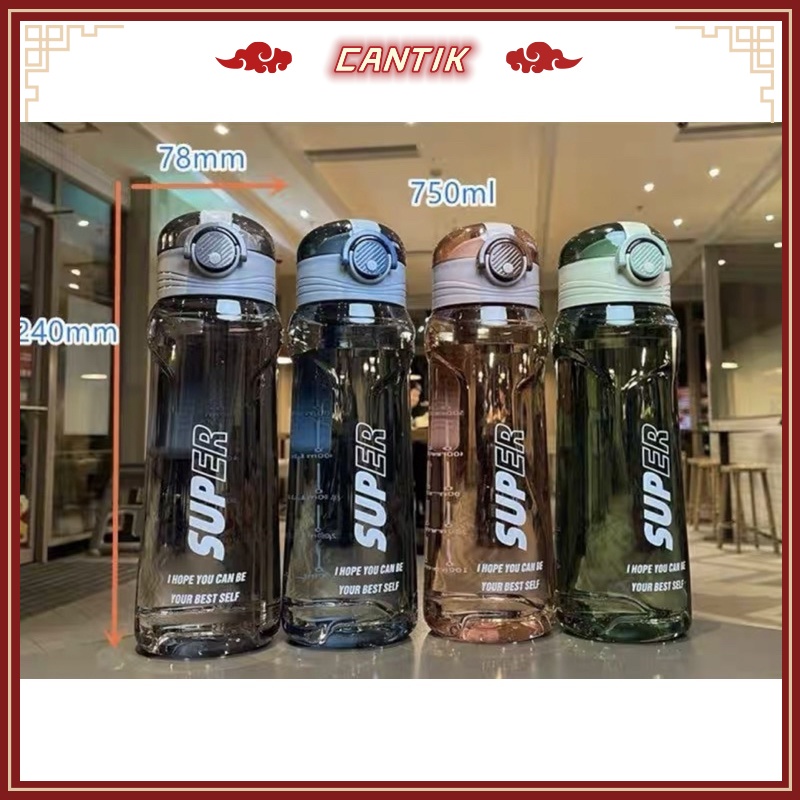 Simple Transparent Water Bottle 750ml Portable Cute Water Bottle Botol ...