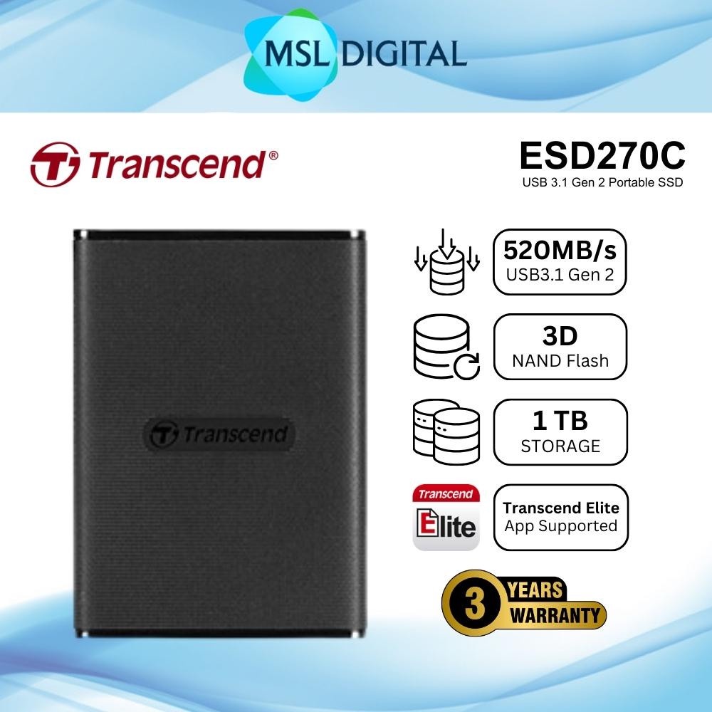 Transcend Portable SSD 1TB ESD270C USB 3.1 Gen 2 | Shopee Malaysia