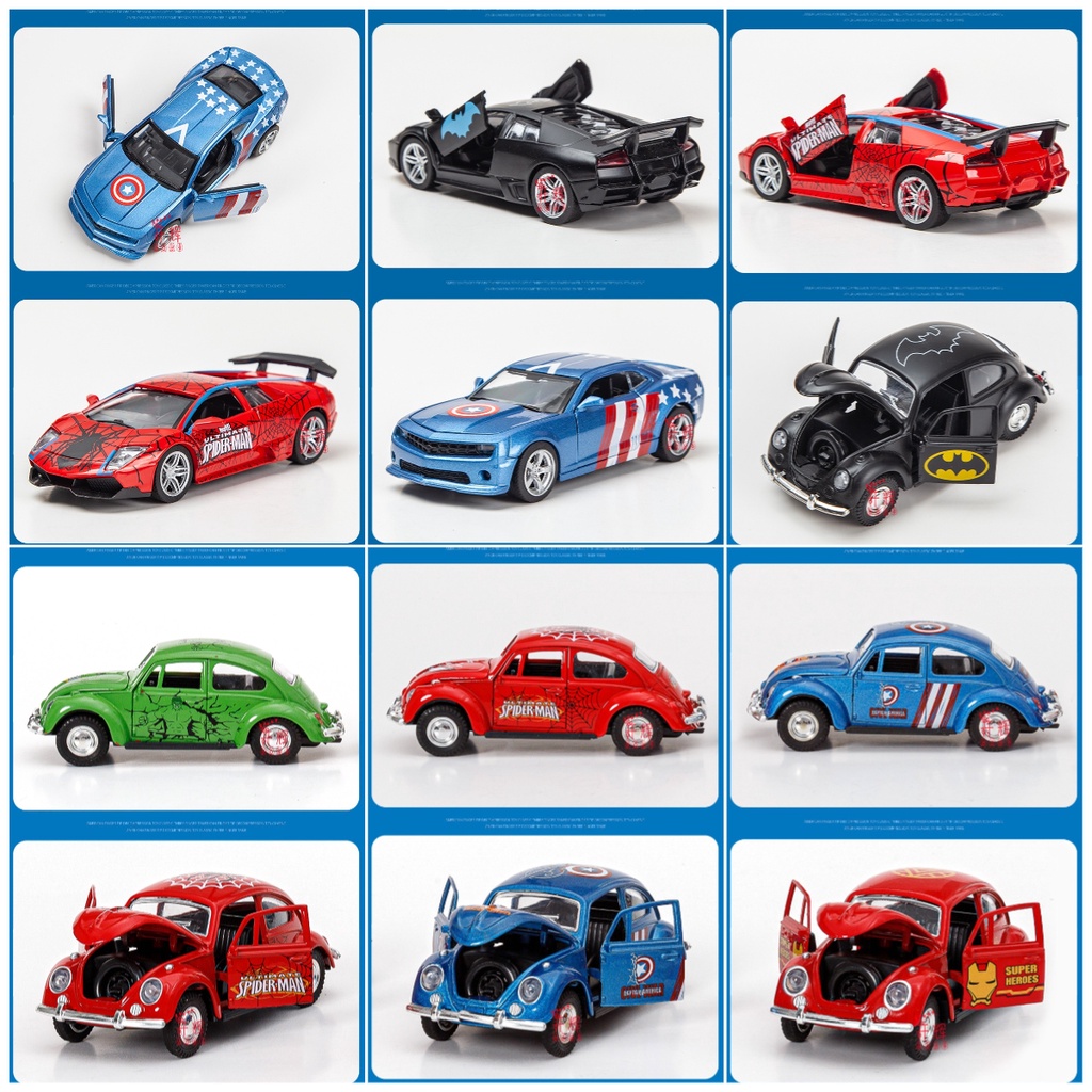 1:32 Alloy Cartoon Car Model Spiderman Batman Captain Car Model Cartoon ...
