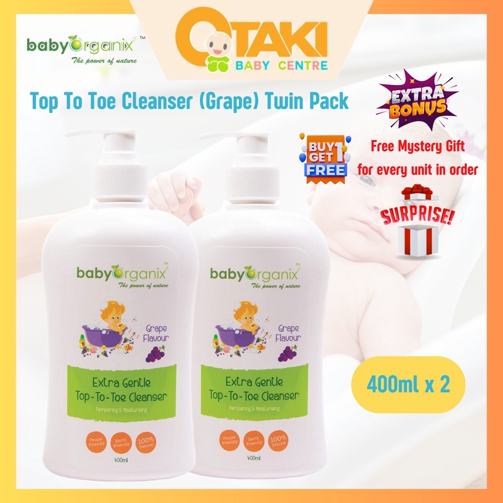 Baby Organix Extra Gentle Kids & Family Top To Toe Cleanser 400ml TWIN ...