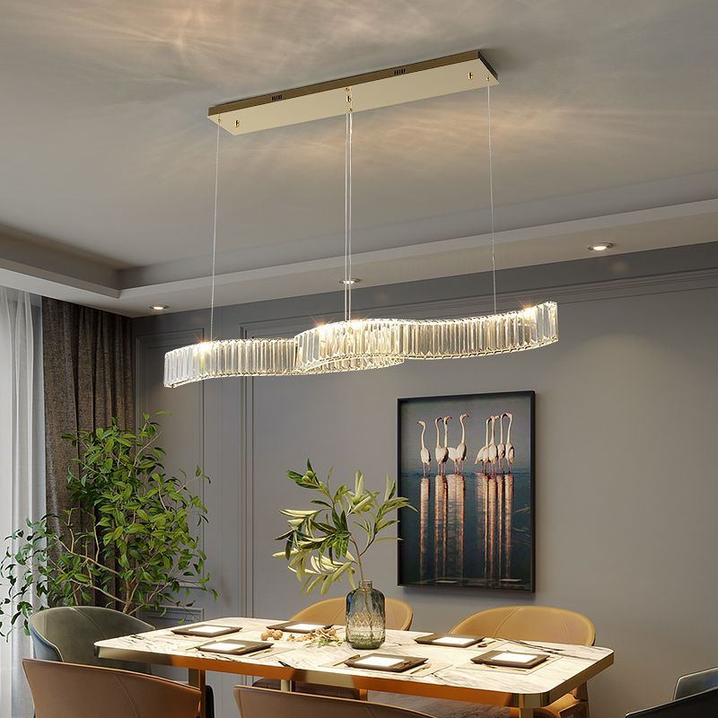 Nordic Crystal Pendant Light Long Strip Hanging Lamp Led Modern ...