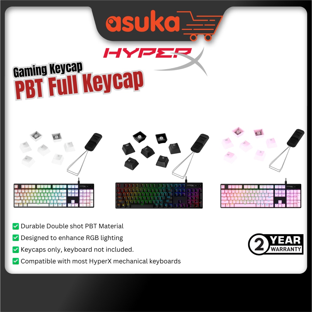 HyperX PBT Full Keycap Set-US (Black/White/Pink) | Shopee Malaysia