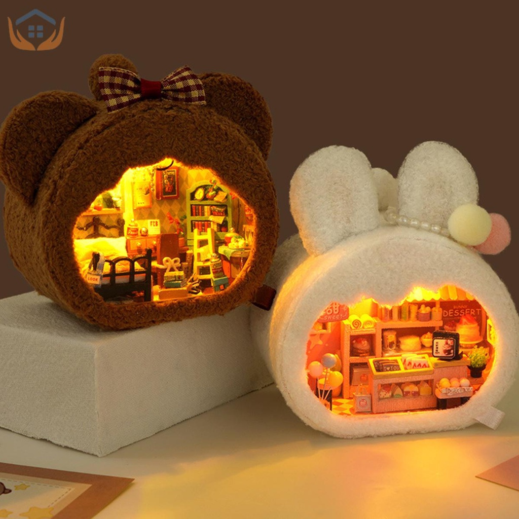 Miniature House Kit DIY Miniature Dollhouse Kit with Furniture Cute ...
