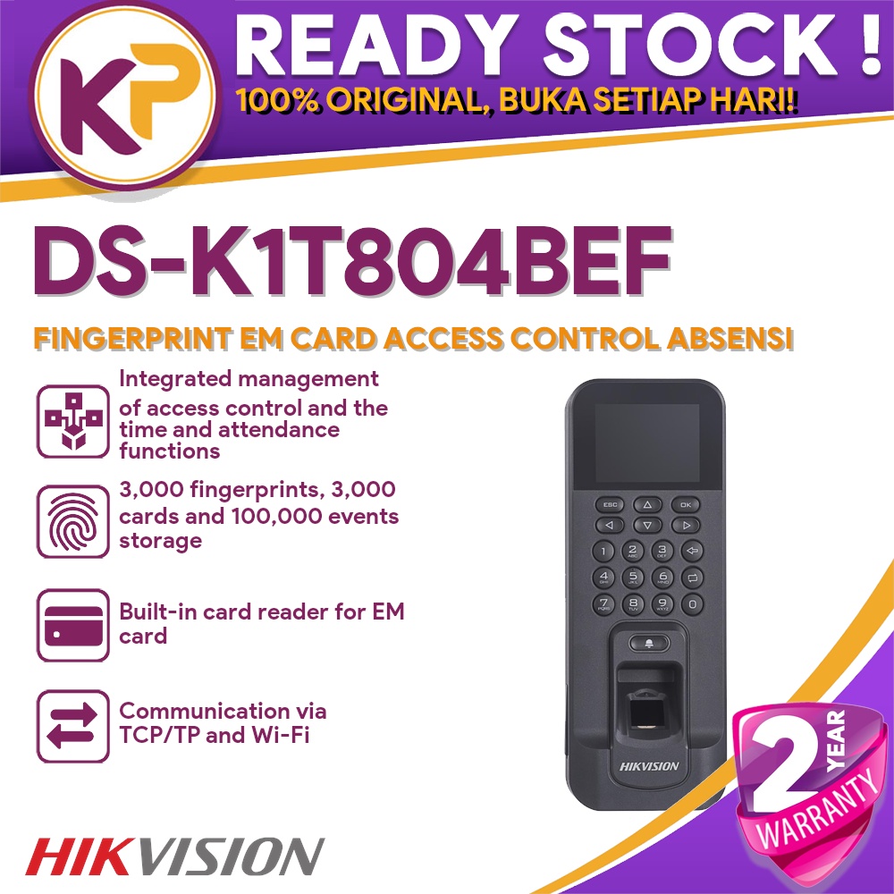Hikvision DS-K1T804BEF FINGERPRINT EM CARD ACCESS CONTROL Attendance ...