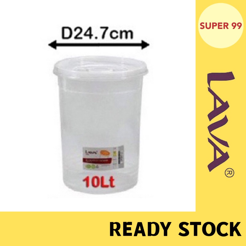 (10L) LAVA Transparent Air Tight Multipurpose Round Container Food ...