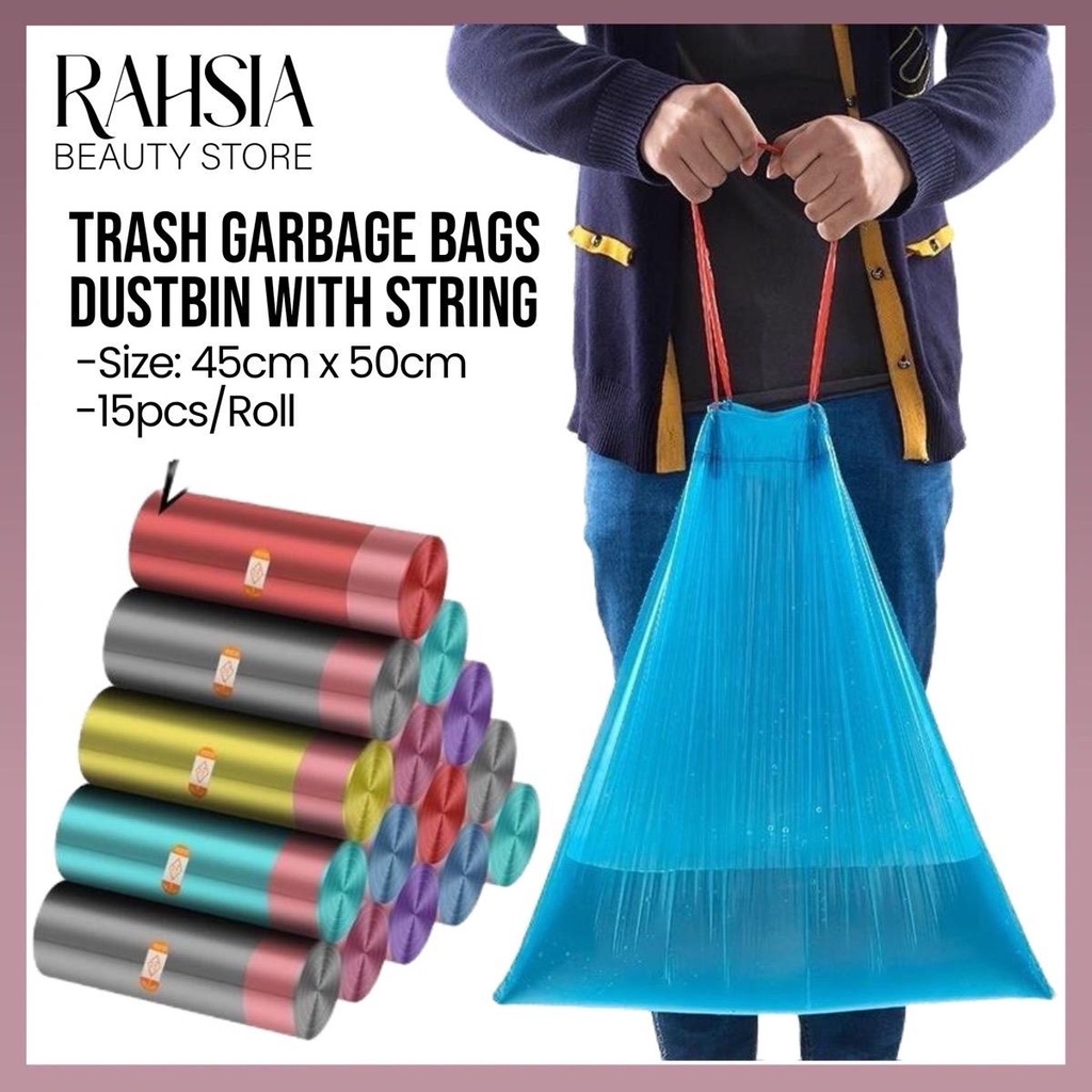 Easy Closing Garbage Bag Easy PULL 45cmx50cm Tie On Garbage Bag Kitchen ...