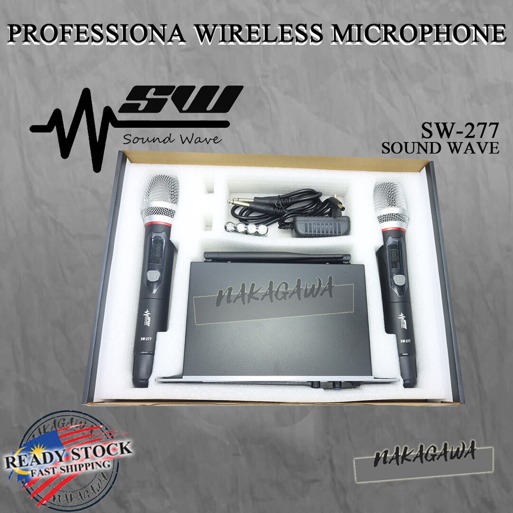 SOUND WAVE UHF PROFESSIONAL DUAL WIRELESS MICROPHONE SYSTEM SW-277 2 ...