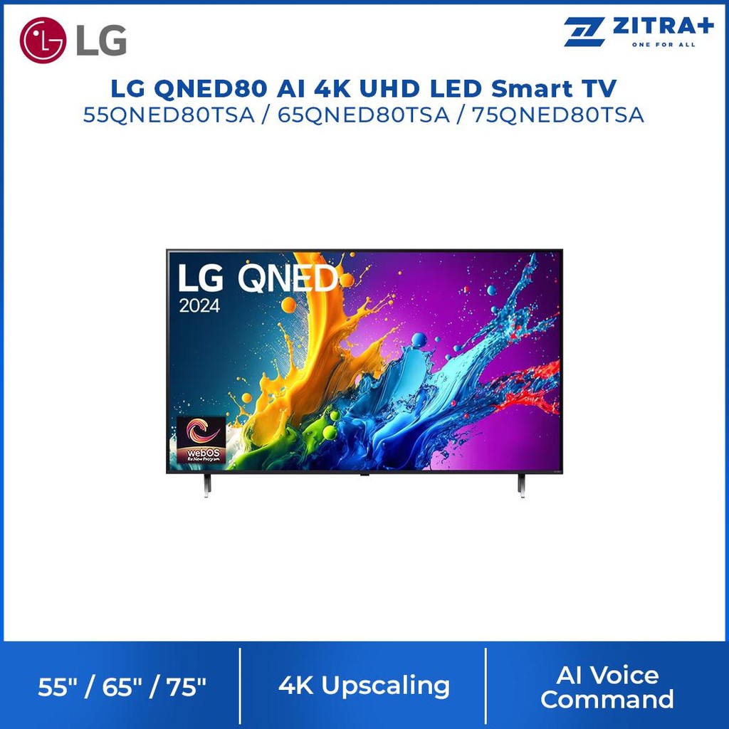 LG 55"/65"/75" QNED80 AI 4K UHD LED Smart TV QNED80TSA | 4K Upscaling ...