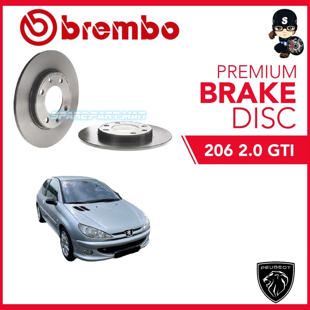 Original BREMBO Rear Disc Rotor (2pcs) - Peugeot 206 2.0 GTI | Shopee ...