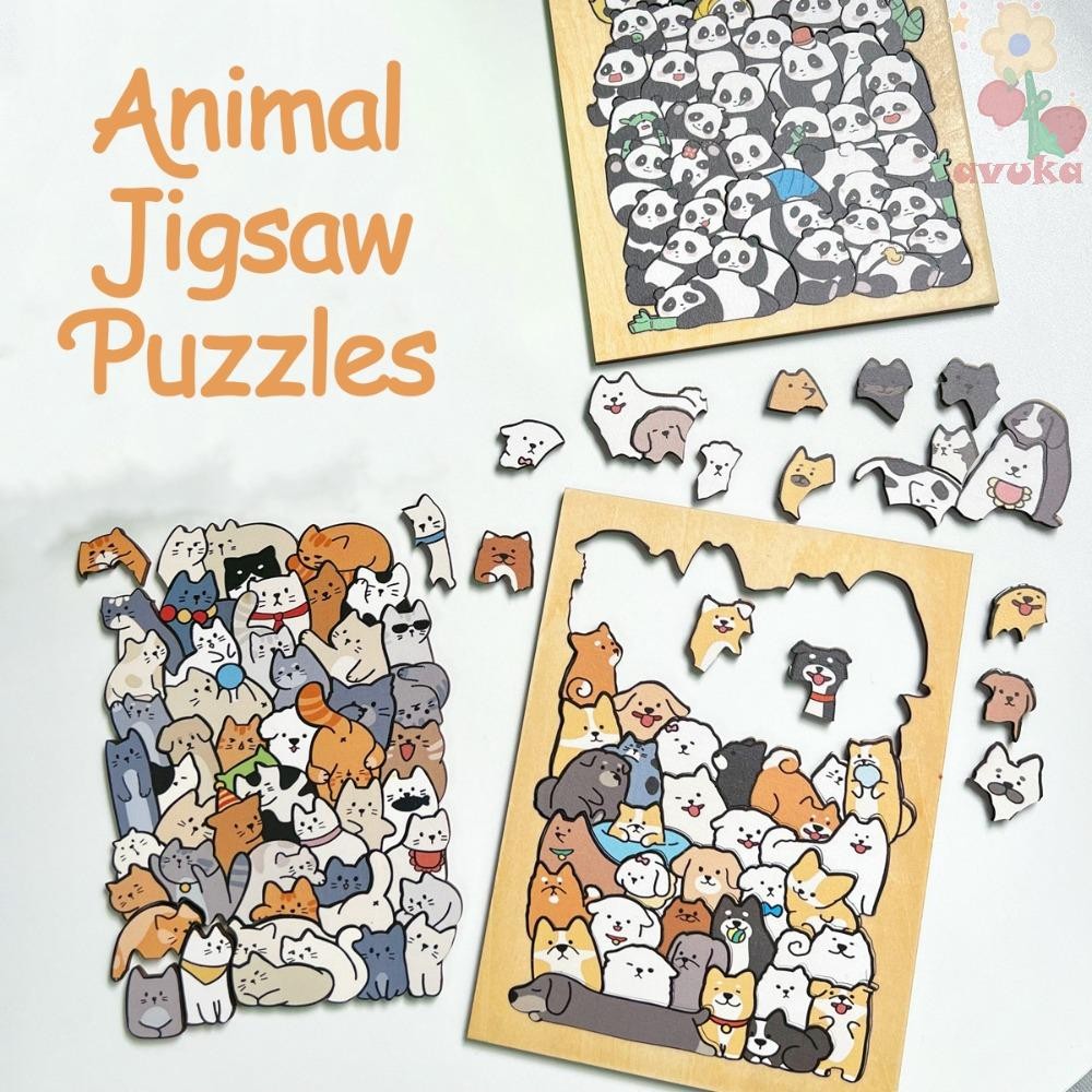 AVUKA Animal Jigsaw Puzzles, Irregular Shaped Panda Cartoon Shape ...