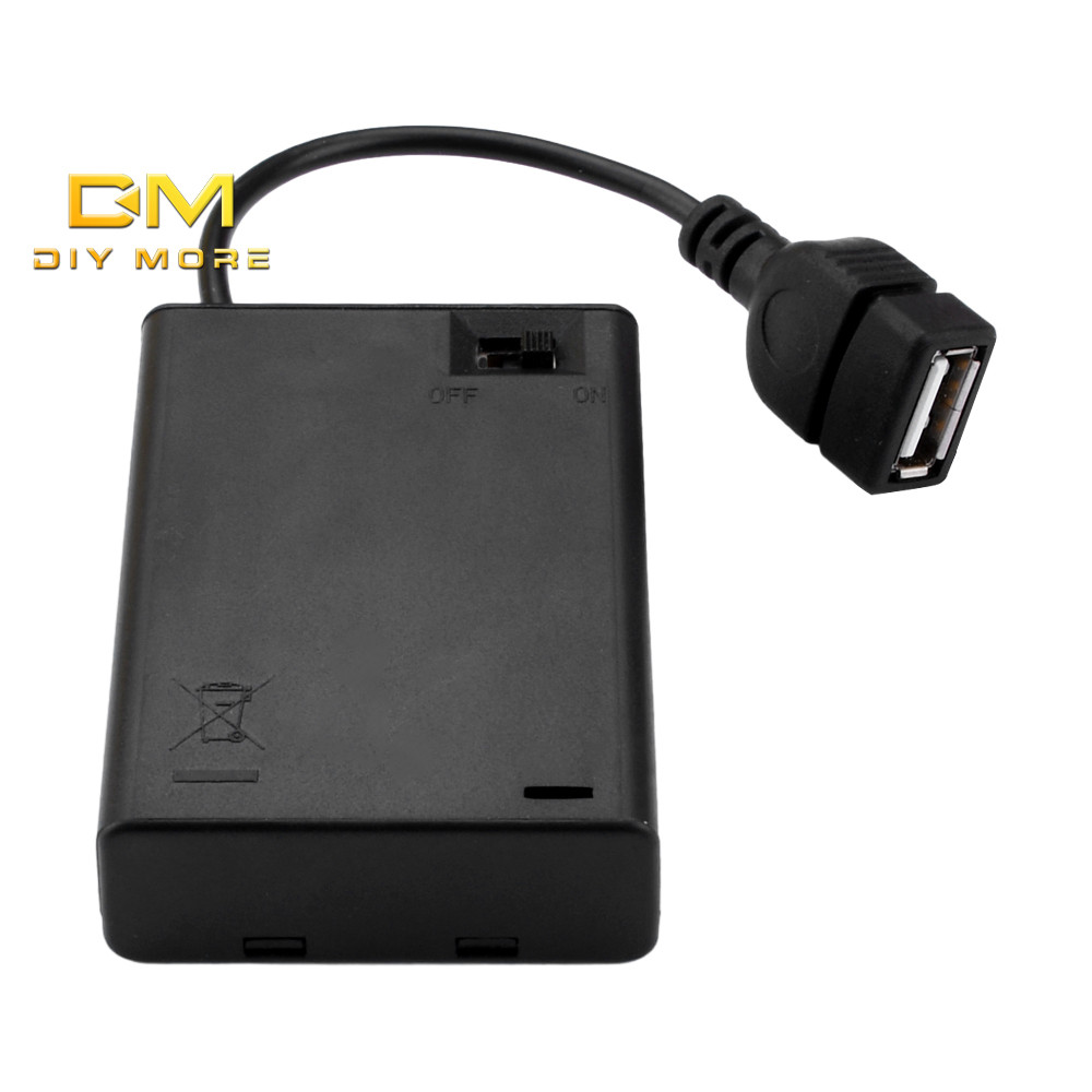 DIYMORE AA Battery Holder Black 4x1.5V 4 Slot AA Battery Box with Cover ...