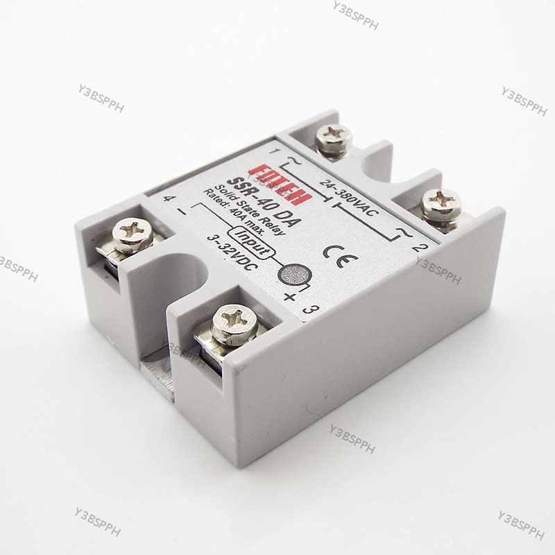 Power Supply Relays SSR-40DA 40A Solid State Relay Module DC 4V-32V Input DC 24V- 380V AC Output ...
