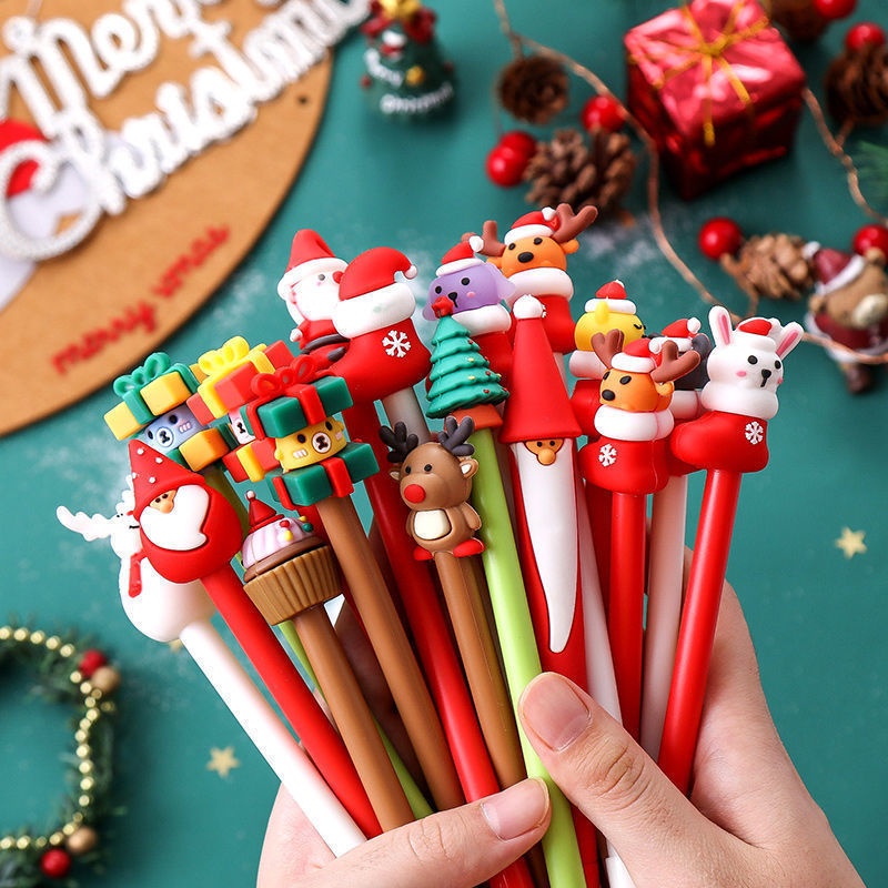 0.5mm Christmas Theme Random Gel Pen Black Ink School Office Stationery ...