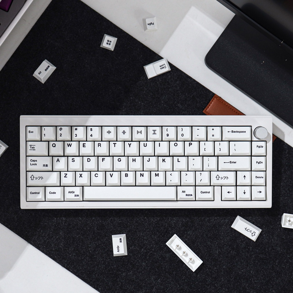 Minimalist White English/Japanese 129 Key Mechanical Keyboard Caps PBT ...