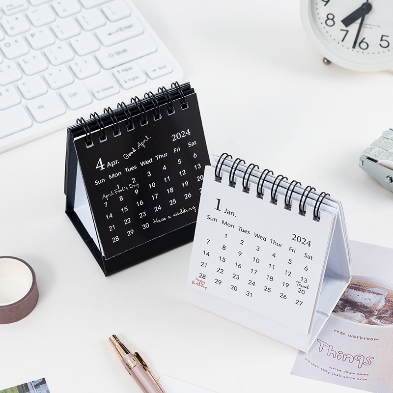 2024 Mini Calendar Book English Version Simple Portable Desk Calendar ...