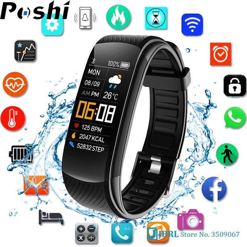 Original POSHI Smart Watch for Men Waterproof Color Touch Screen Sport ...