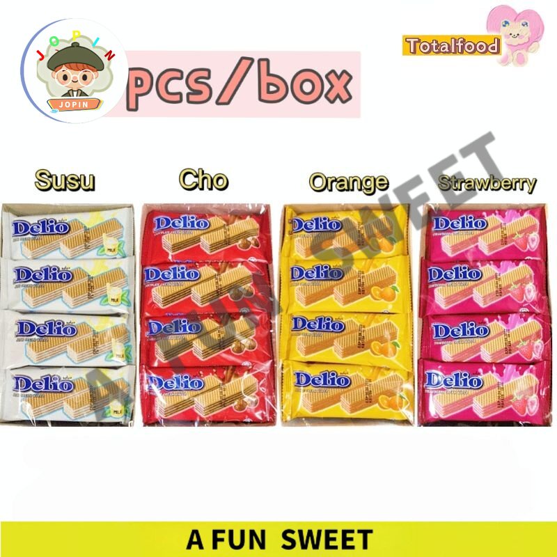 Apollo Delio Cream Wafer [Chocolate / Strawberry / Milk / Orange] 24pcs ...