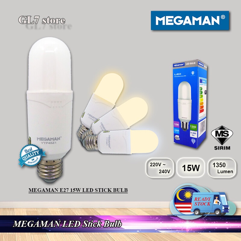 MEGAMAN LED STICK BULB YTP45Z1 E27 15W LAMPU MENTOL LED MEGAMAN E27 15W ...
