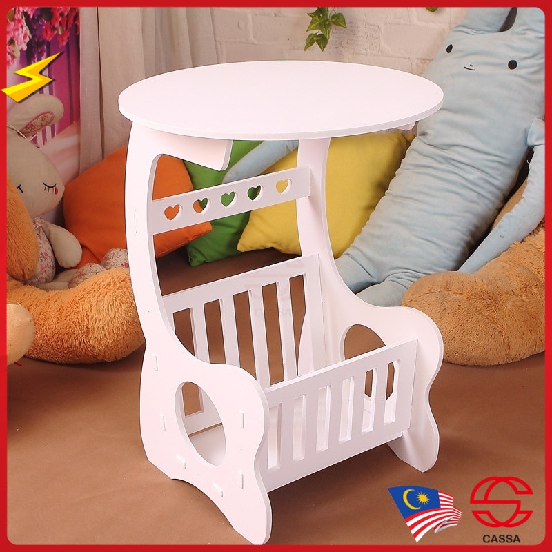 Cassa Frenchi Coffee Magazine Book Rack Round End Side Table (White) Round Diameter 36CM ...
