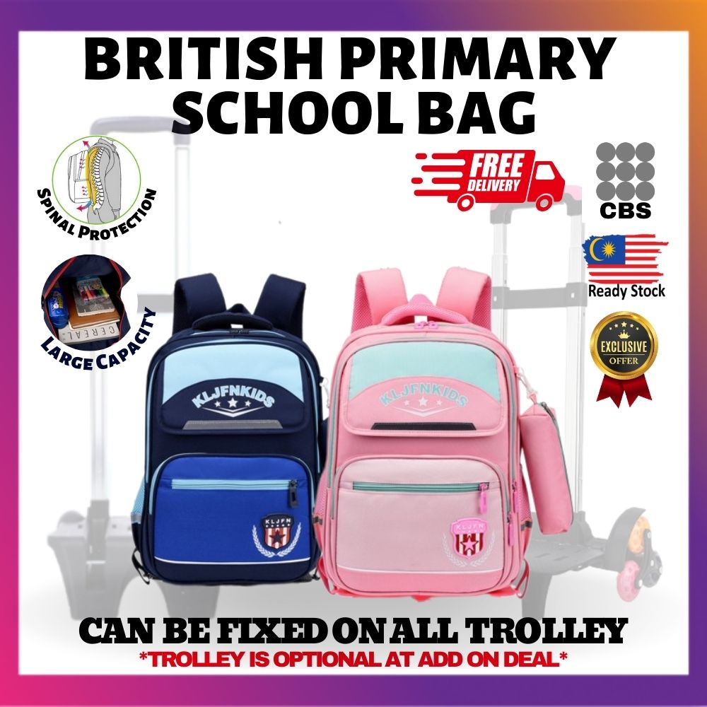 CBS Trolley School Bag Primary School Bag Trolley Rolling Backpack Beg ...
