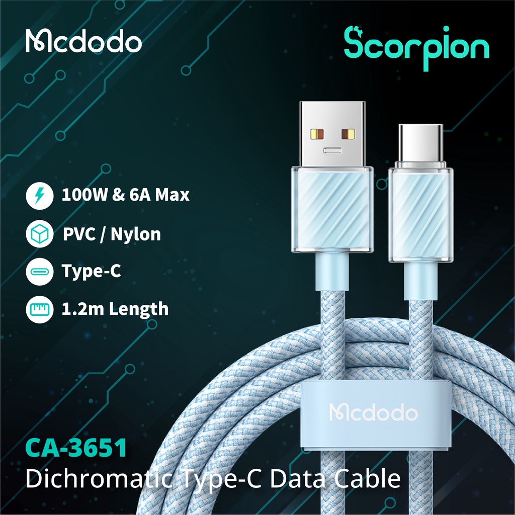 Mcdodo CA-365 Dichromatic Series Type-C Super Charge Data Cable | Shopee Malaysia