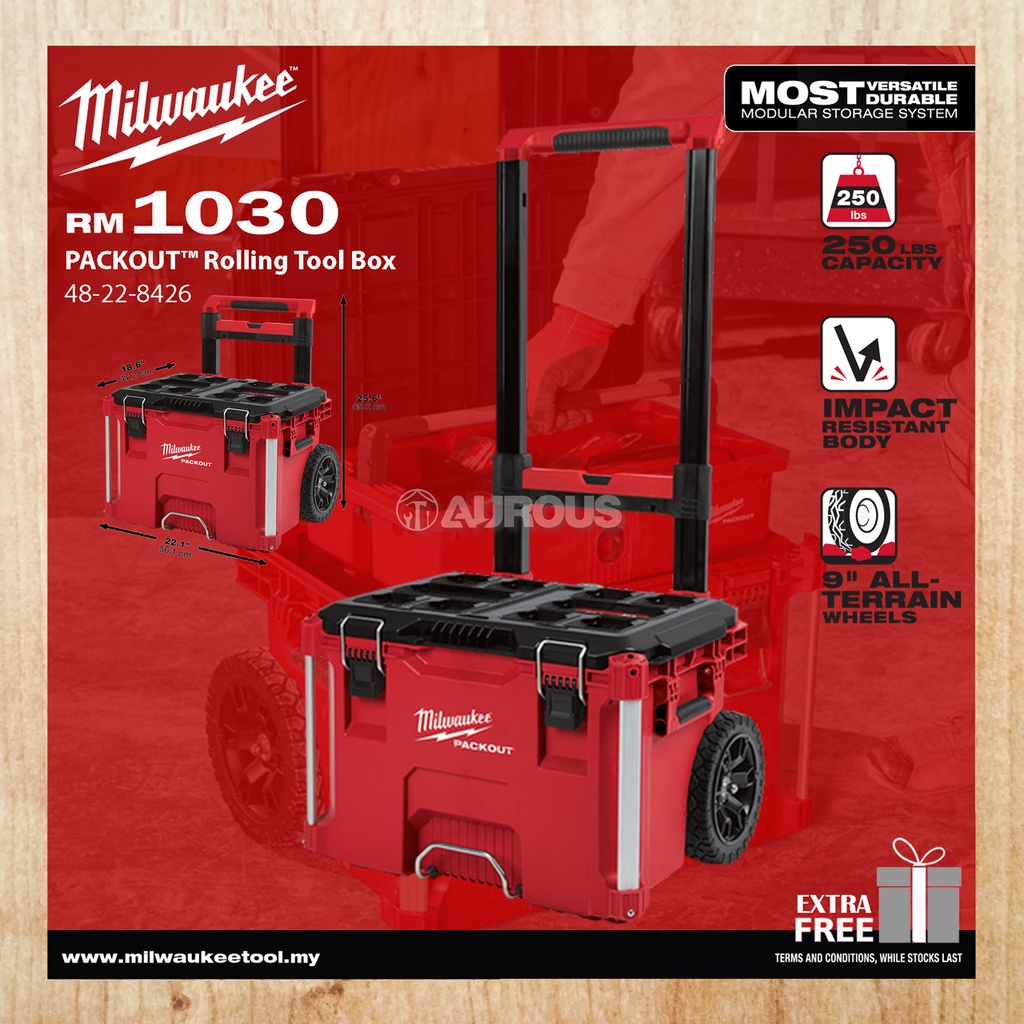 MILWAUKEE PACKOUT ROLLING TOOL BOX ( 48-22-8426 ) | Shopee Malaysia
