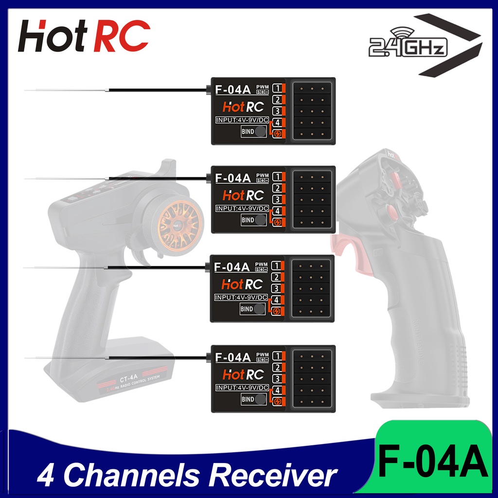 HOTRC 4CH 4 Channel F-04A Receiver Radio Control 2.4GHZ FHSS System 4V-9V used for CT-4A DS-4A ...