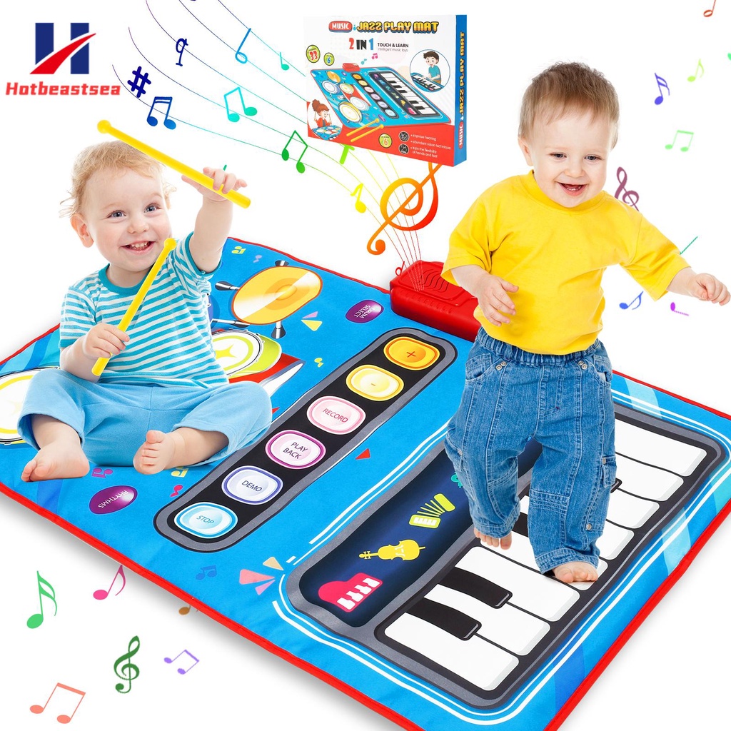Baby Musical Mat 2 in 1 Keyboard and Drum Mat with 2 Sticks Educational ...