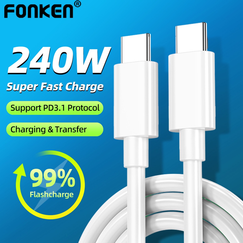 Fonken 240W Type C Charge Cable Type C to Type C Fast Charging Cable ...