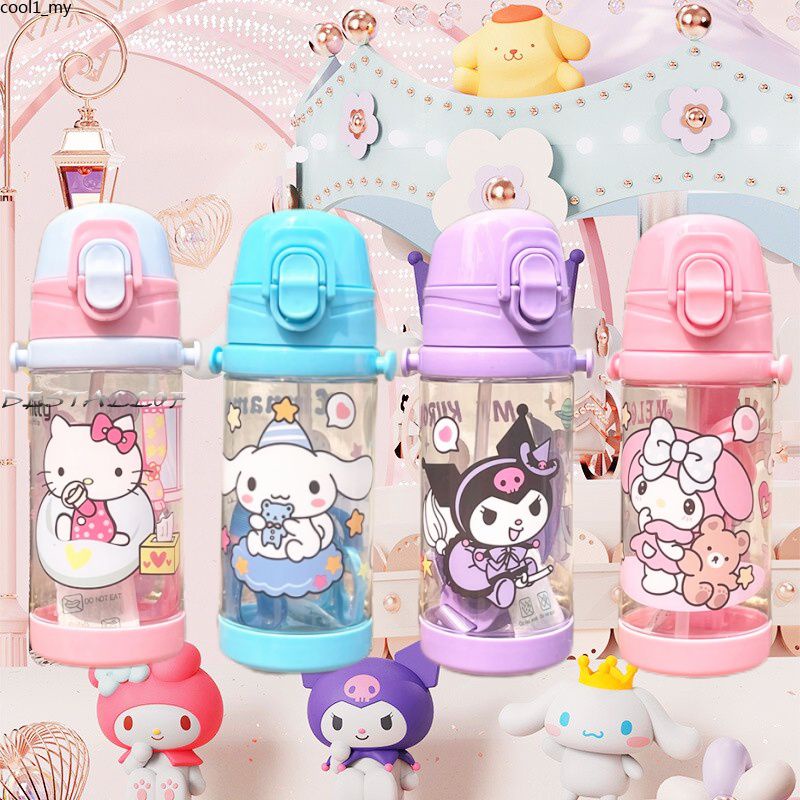 【Ready stock】 New Sanrio Mymelody Kuromi Cinnamoroll Cartoon Water Bottle With Straw Cute ...