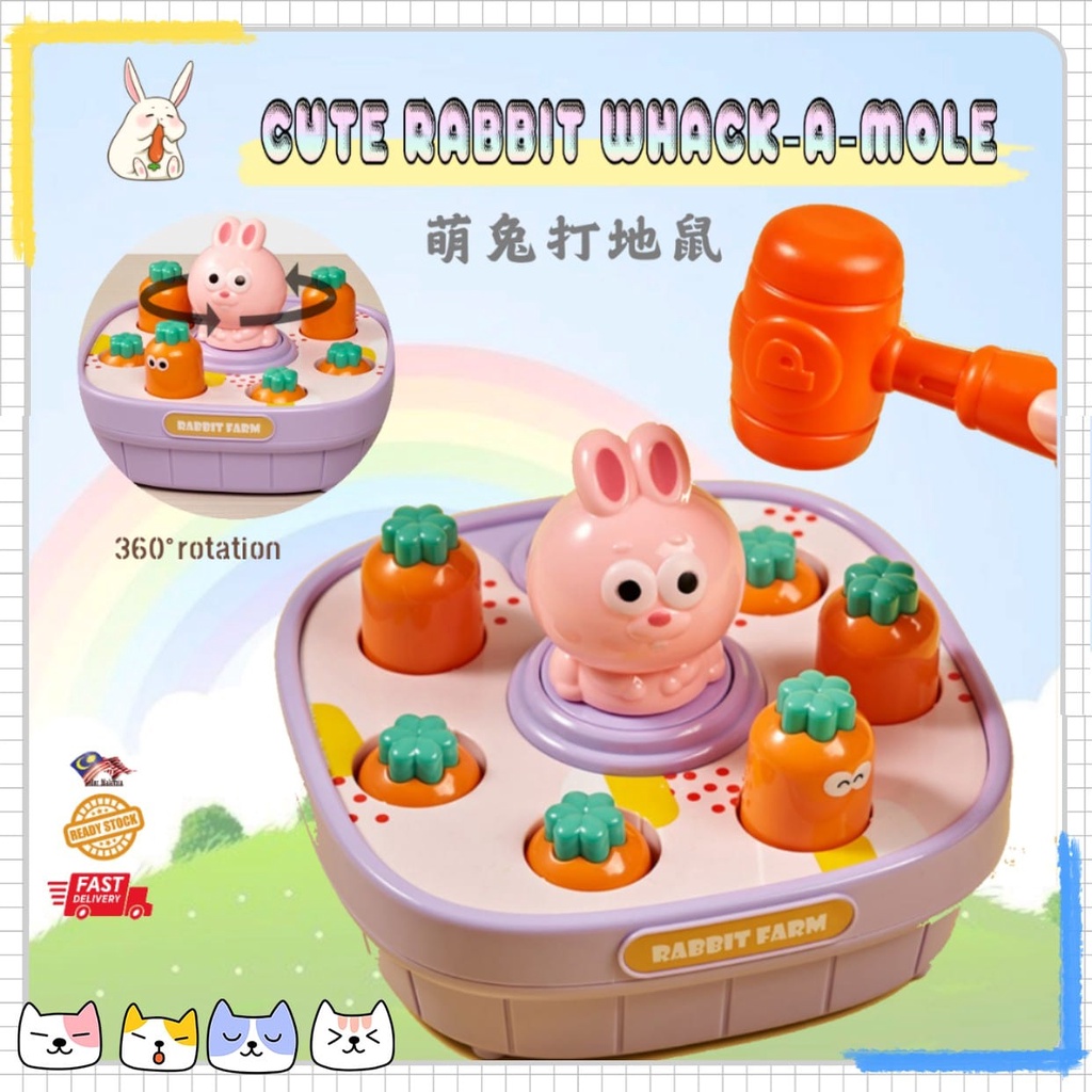 Children Toys Cute Rabbit Whack-A-Mole Early Education Toys 萌兔打地鼠 ...
