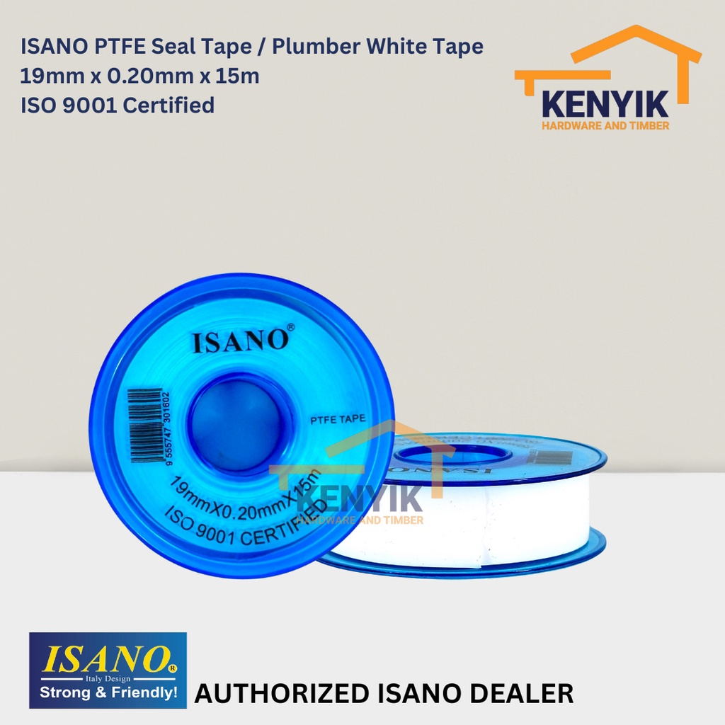 ISANO PTFE Seal Tape / Plumber White Tape (19mm x 0.20mm x 15m ...