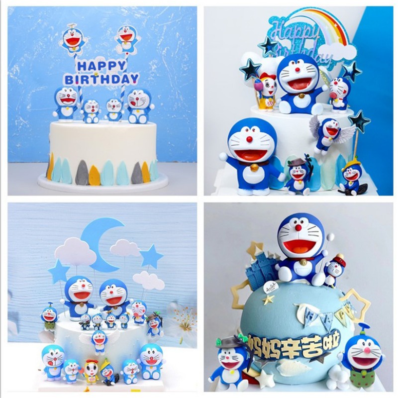 Kawaii Anime Doraemon Cake Topper Pvc Action Figure Model Toys Cute ...