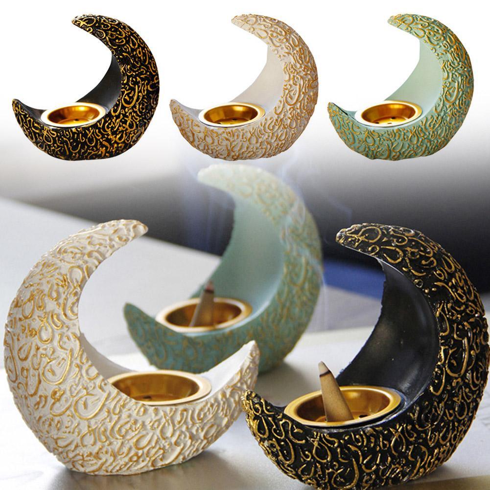 Eid Moon Crescent Resin Incense Holders Black White Mubarak Ramadan ...
