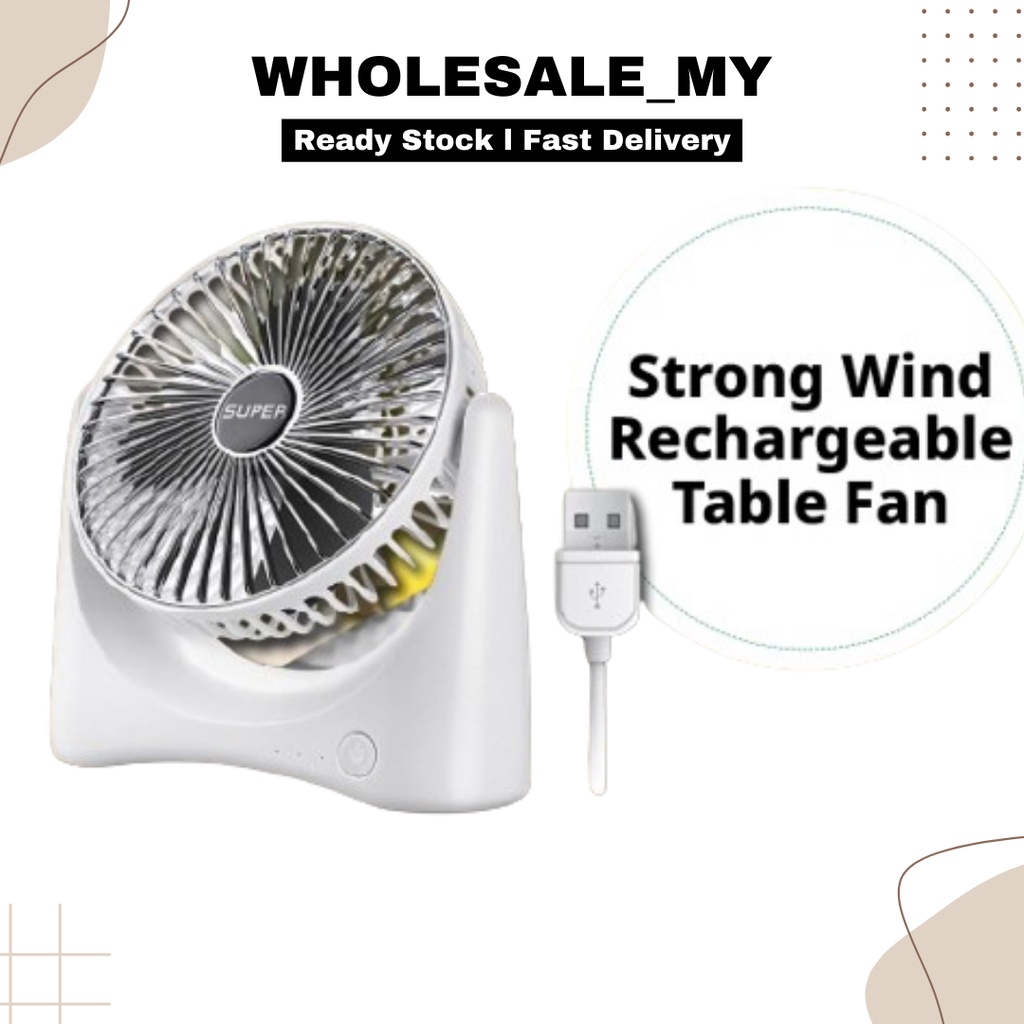 [Portable Dekstop Fan] USB Rechargeable Adjustable Desktop Table Fan 3 ...