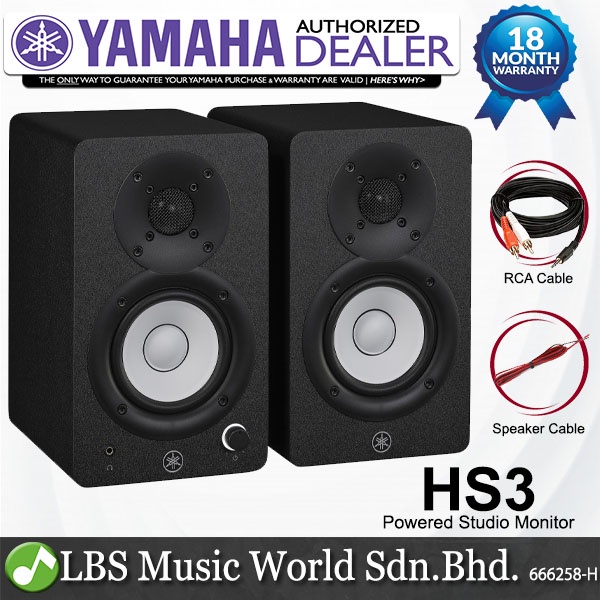 Yamaha HS3 3.5 Inch 2 Way Powered Studio Monitor Speaker with 0.75" Tweeter - Pair | Shopee Malaysia