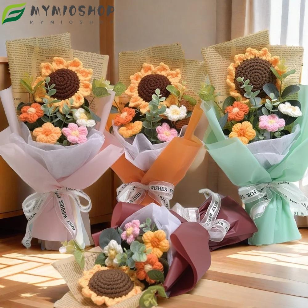 MIOSHOP Sunflower Daisy Bouquet, Handmade Anniversary Crochet Bouquet, Mothers Day Birthday Gift ...