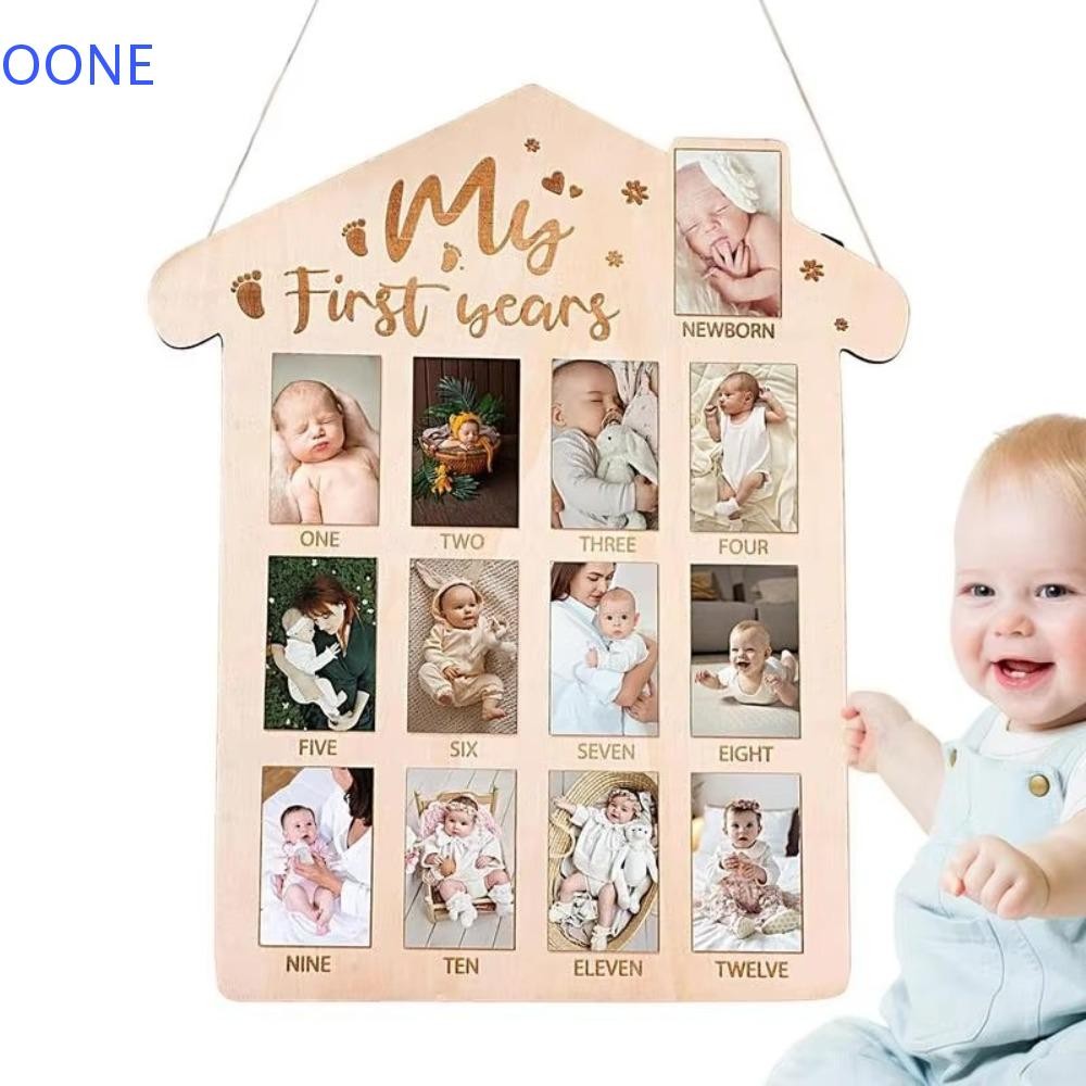 OONE 12 Month Milestone Board, Commemorative Wooden Baby’s First Year ...