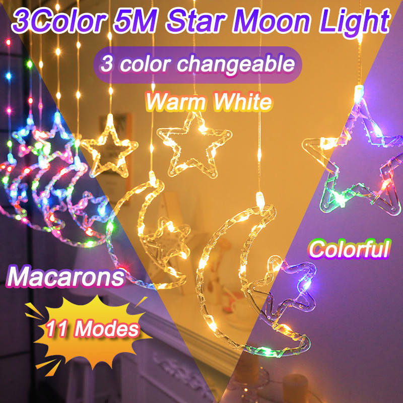 3colors Moon Star Led strip Lamp Ramadhan Lamp 5 meters Decorative Room ...