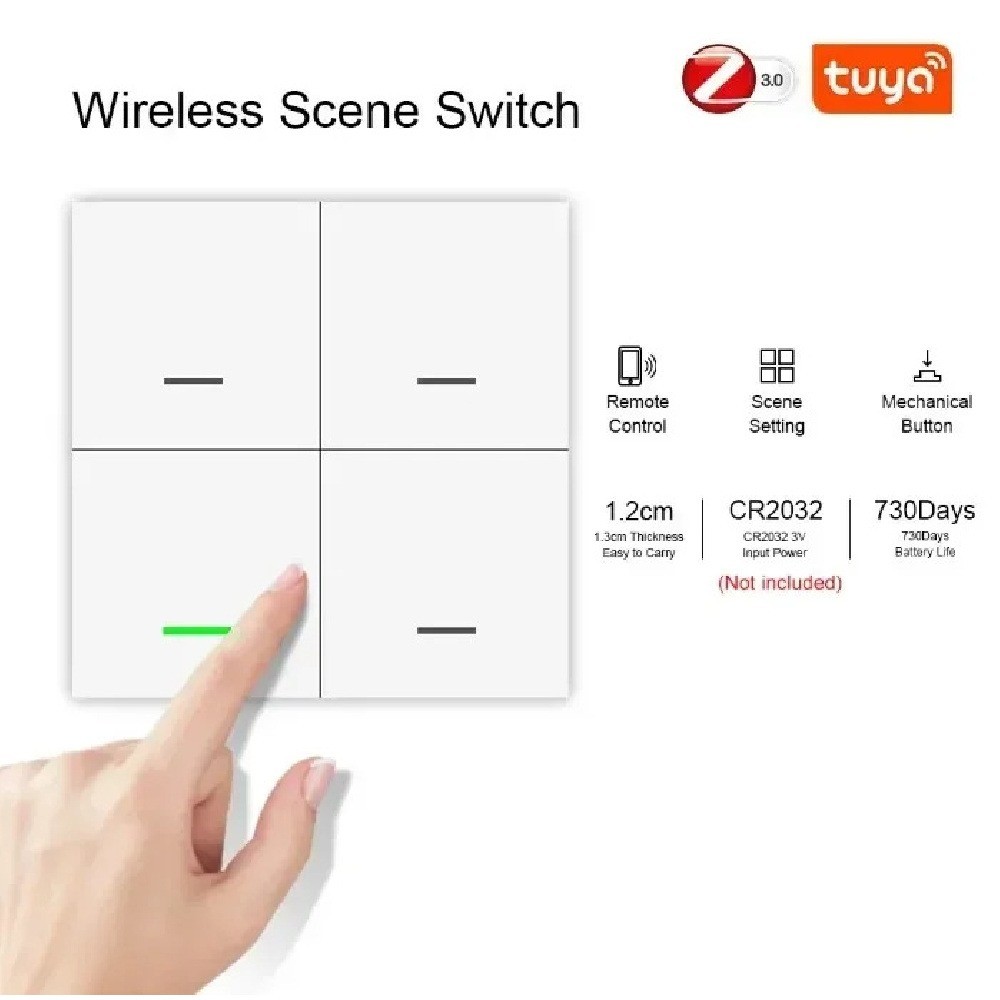 Tuya Zigbee Smart Scene Switch 4 Gang 12 Scene Switch Push Button Controller Home Automation ...