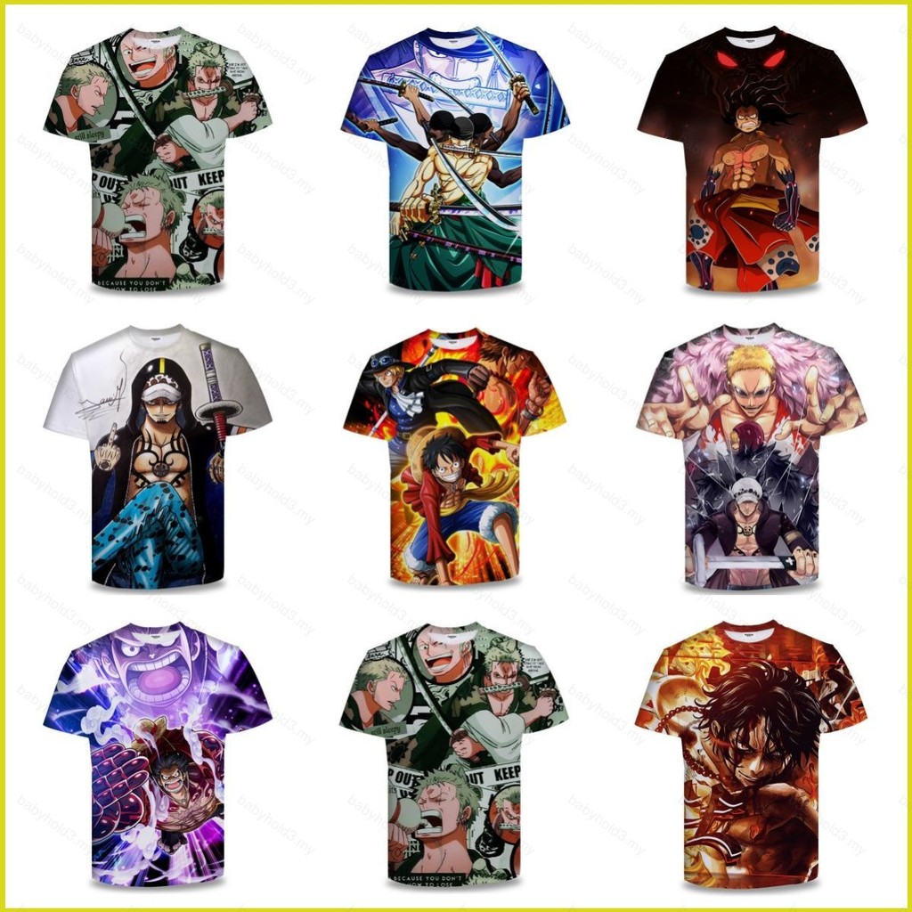 BH3 ONE PIECE Luffy Roronoa Zoro Cosplay cloth for kids 3D T-shirt boys ...