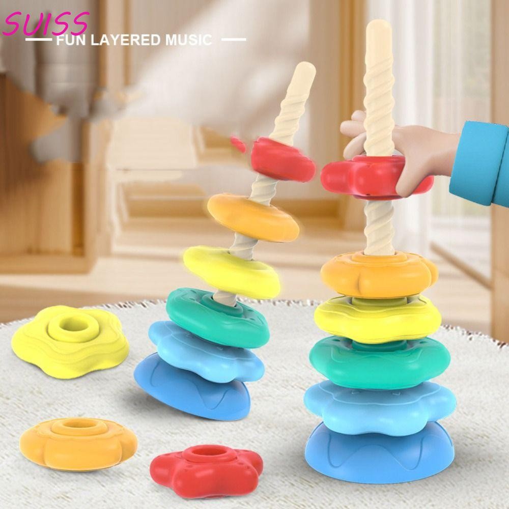 SUISS Rainbow Stacker Baby Toy, Irregular Square Montessori Toy ...