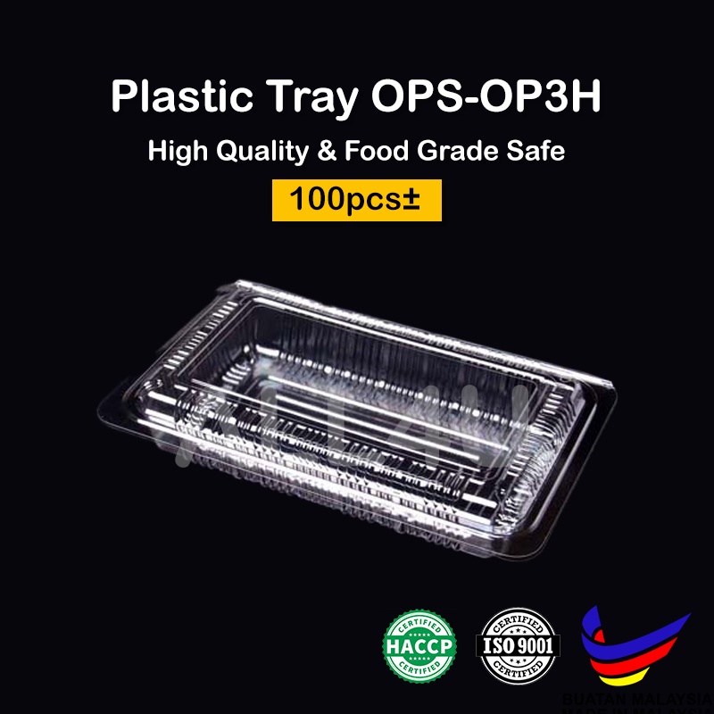 OPS - OP3H - BENXON Plastic Tray [ 100pcs± ] Bakery Disposable Plastic ...