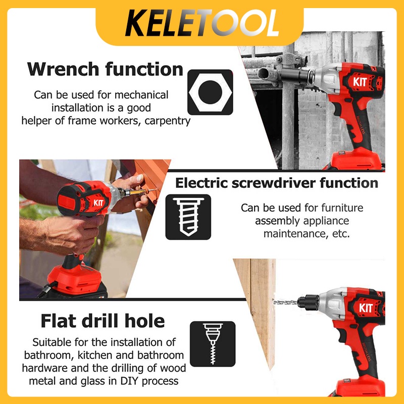 keletool cordless impact wrench high torque hangbing Electric drill ...