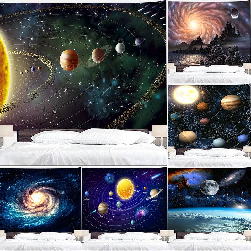 Custom Planets Outer Space Galaxy Universe Pattern Wallpaper Mural For ...